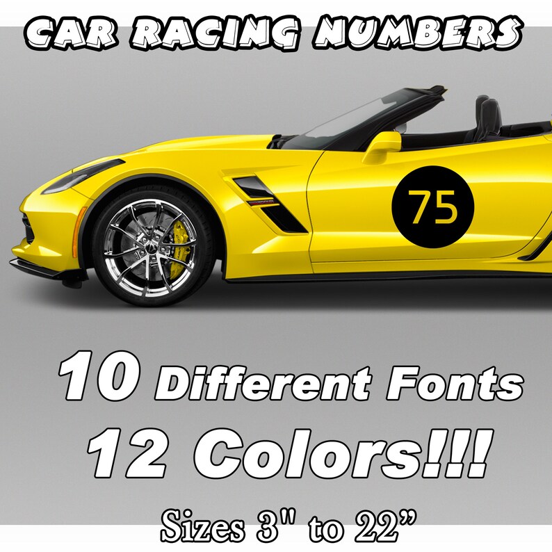 2 Pack Racing Car Numbers Circle Door Custom Number Rally Sport Die-cut ...