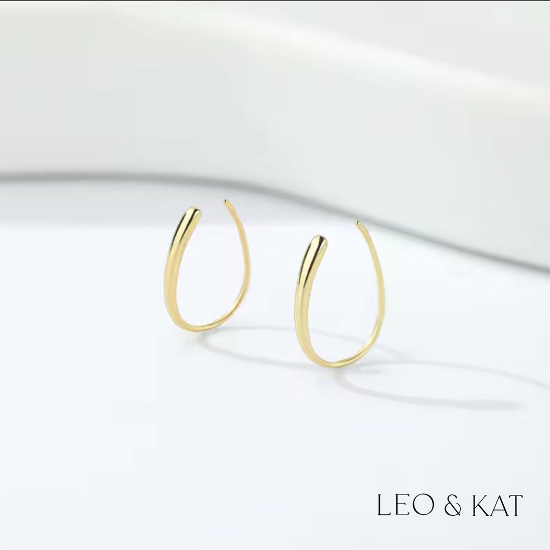 Gold Open Hoop Earrings, Gold Hoop Earrings, Hoop Earrings, Minimalist ...