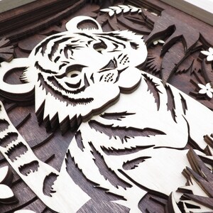Baby Tiger Multi-layer Wooden Wall Art, Desk Decoration, Laser Cut Arts ...