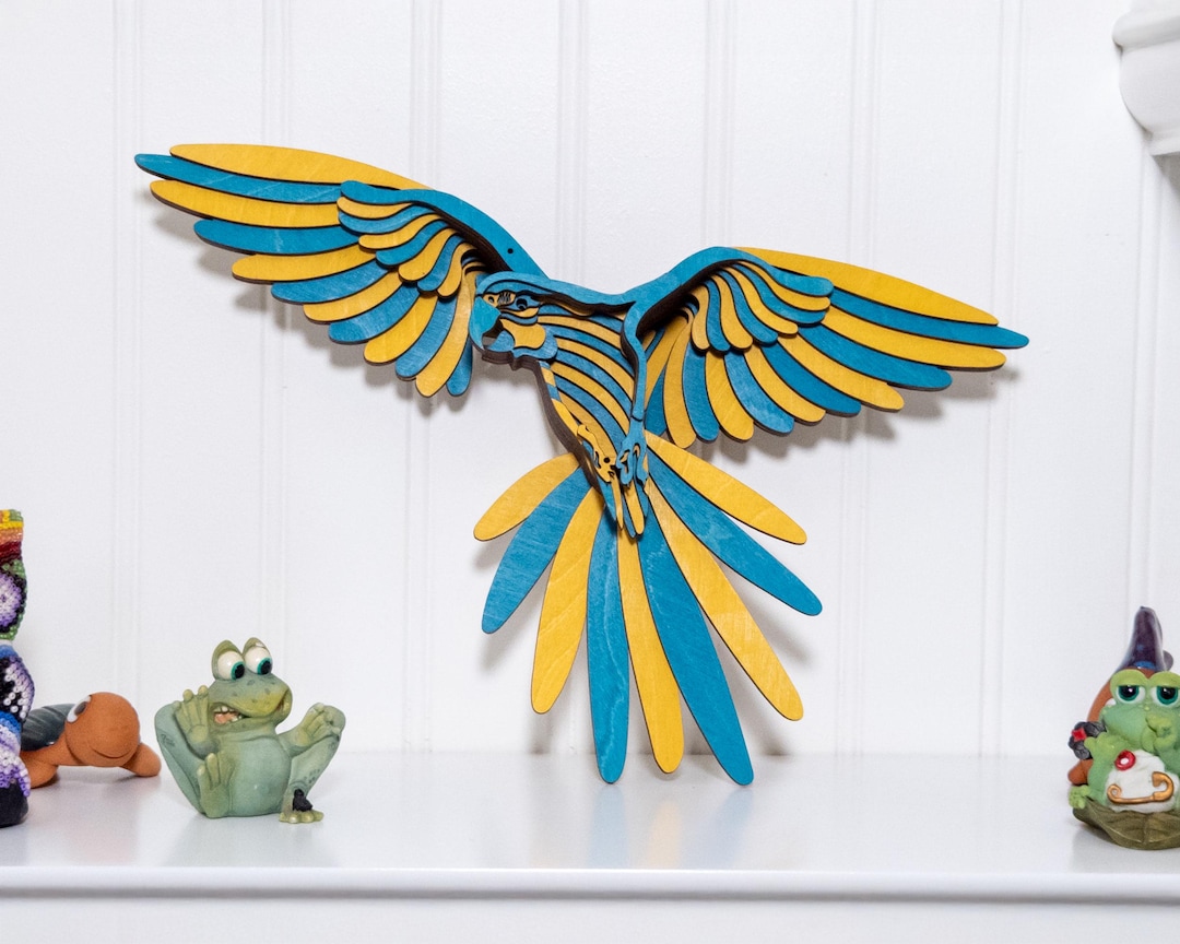 3D Parrot Wall Art – Layered Jungle Bird Wood Decor | Tropical Exotic ...
