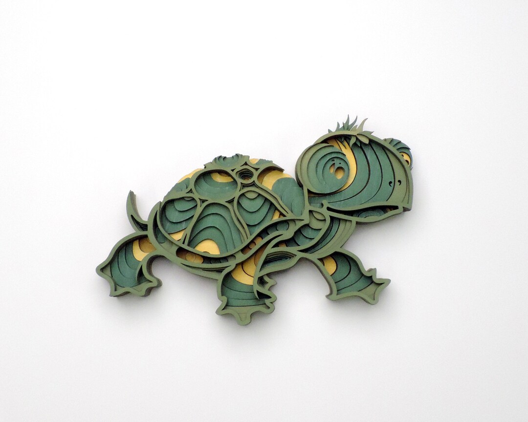 Colorful Sea Turtle Art Decor Made of 9 Layers of Laser Cut Wood - Etsy