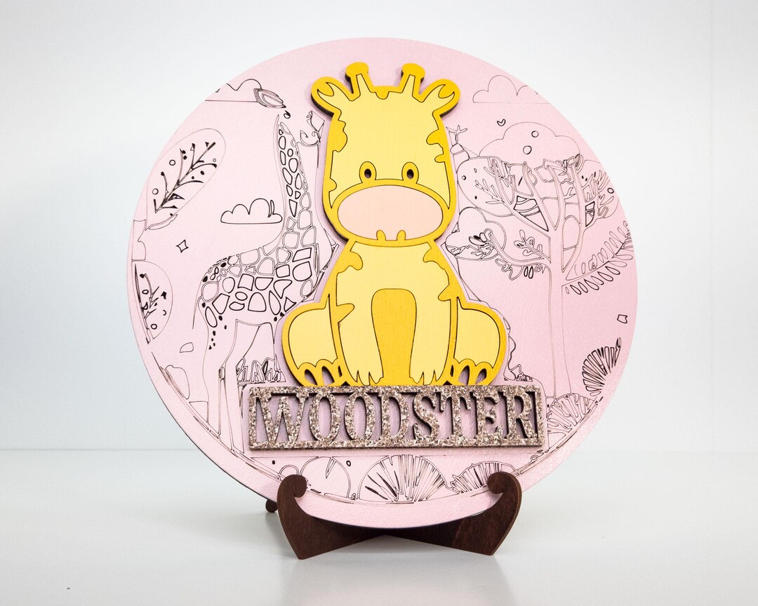 Personalized Giraffe Name Sign: 3D Safari Nursery Wall Decor - Etsy