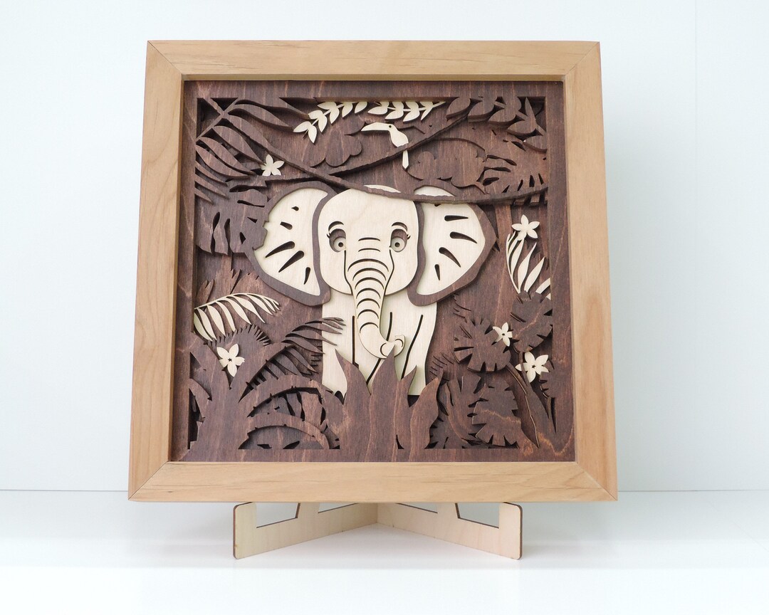 Baby Elephant Wooden Wall Art: 3D Laser Cut Nursery Decor - Etsy