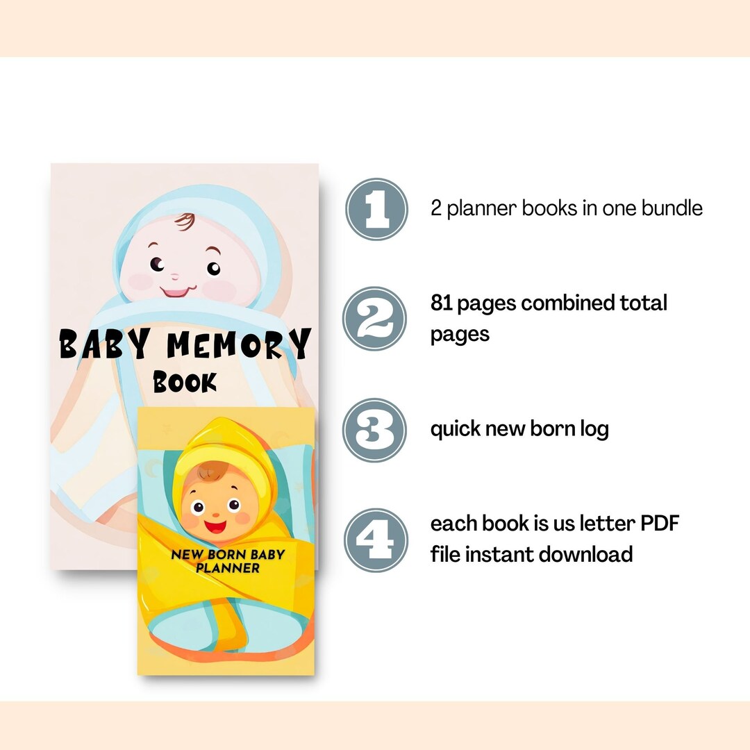 Newborn Baby Planner and Baby Memory Book Bundle Set Printable - Etsy