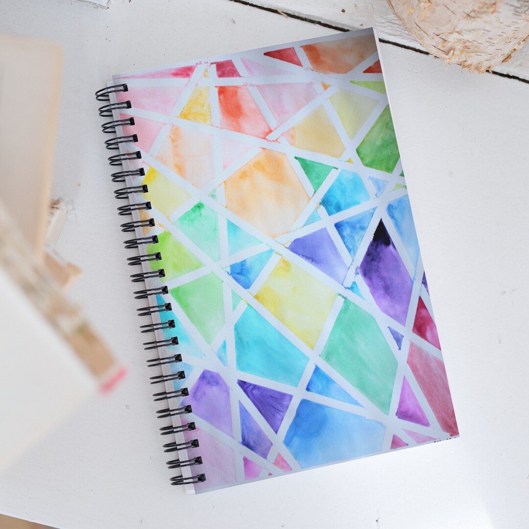 Rainbow Glass Design Spiral Notebook - Etsy