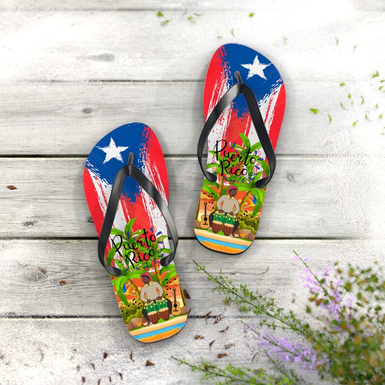 Puerto Rican Flag Flip Flops Boricua Chancletas PR Chanclas - Etsy