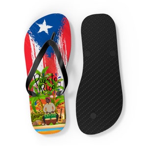 Puerto Rican Flag Flip Flops Boricua Chancletas PR Chanclas - Etsy