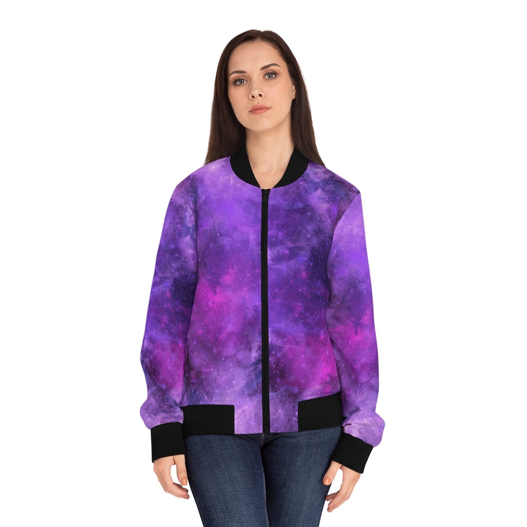 Violet Galaxy Bomber Jacket for Women - Etsy