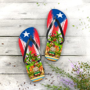 Puerto Rican Flag Flip Flops Boricua Chancletas PR Chanclas - Etsy