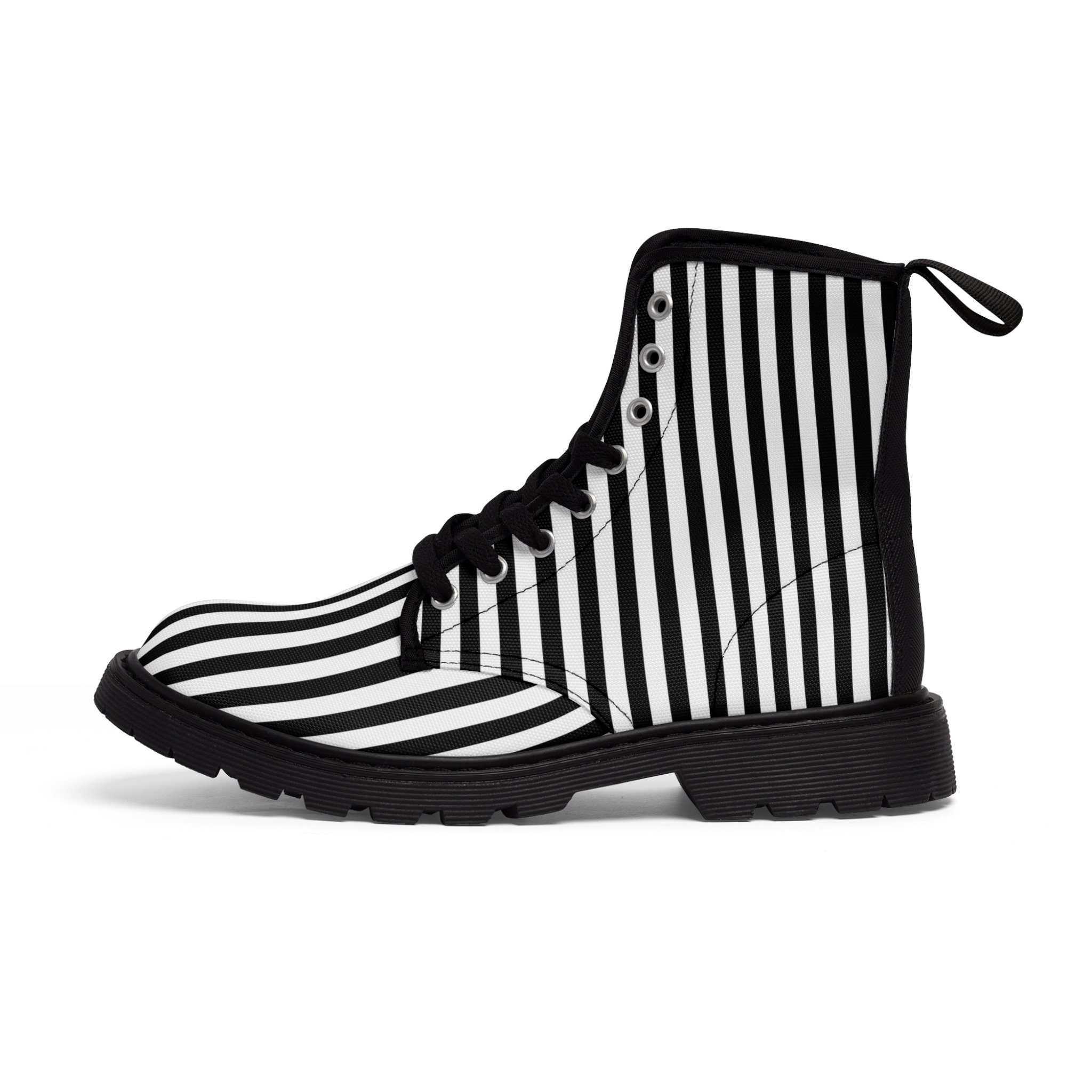 Striped Women's Boots Black and White Stripes - Etsy
