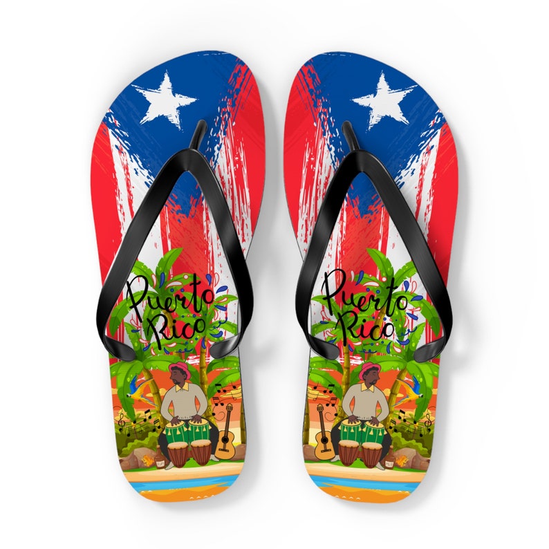 Puerto Rican Flag Flip Flops Boricua Chancletas PR Chanclas - Etsy