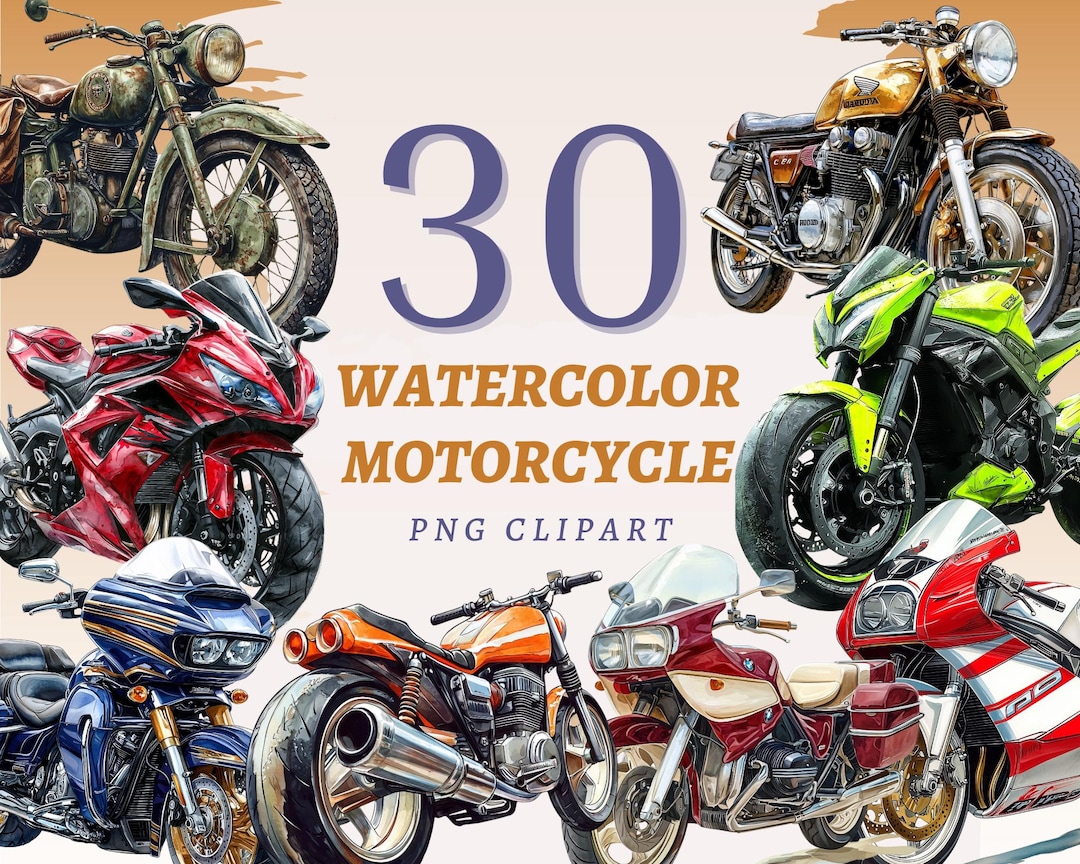 30 Watercolor Motorcycle Clipart, High Quality Transparent Pngs ...