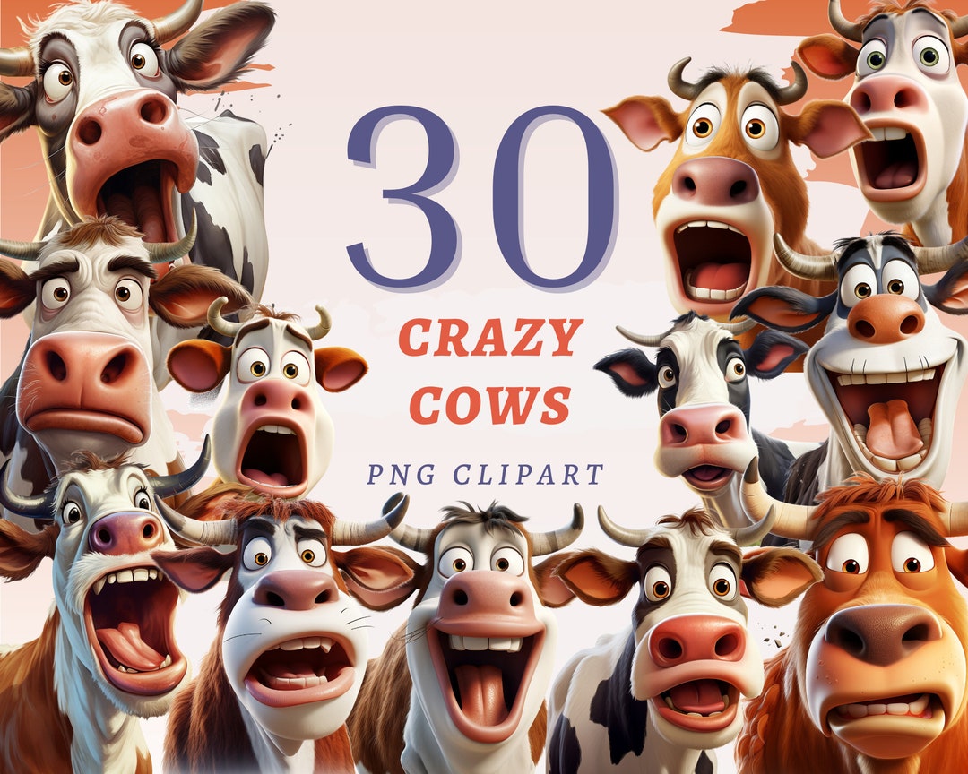30 Crazy Cows Clipart, High Quality Transparent Pngs, Instant Download ...
