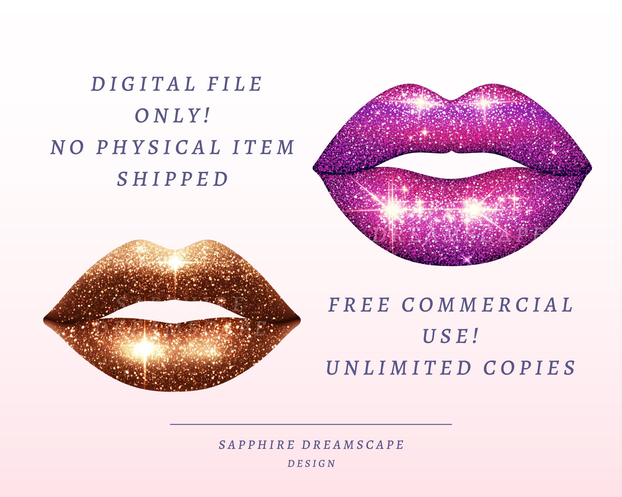 35 Glitter Lips Clipart Set, Sparkly Lipstick Kiss Illustrations ...