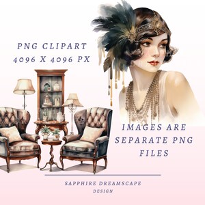 45 Watercolor 1920s Clipart, High Quality Transparent Pngs, Instant ...
