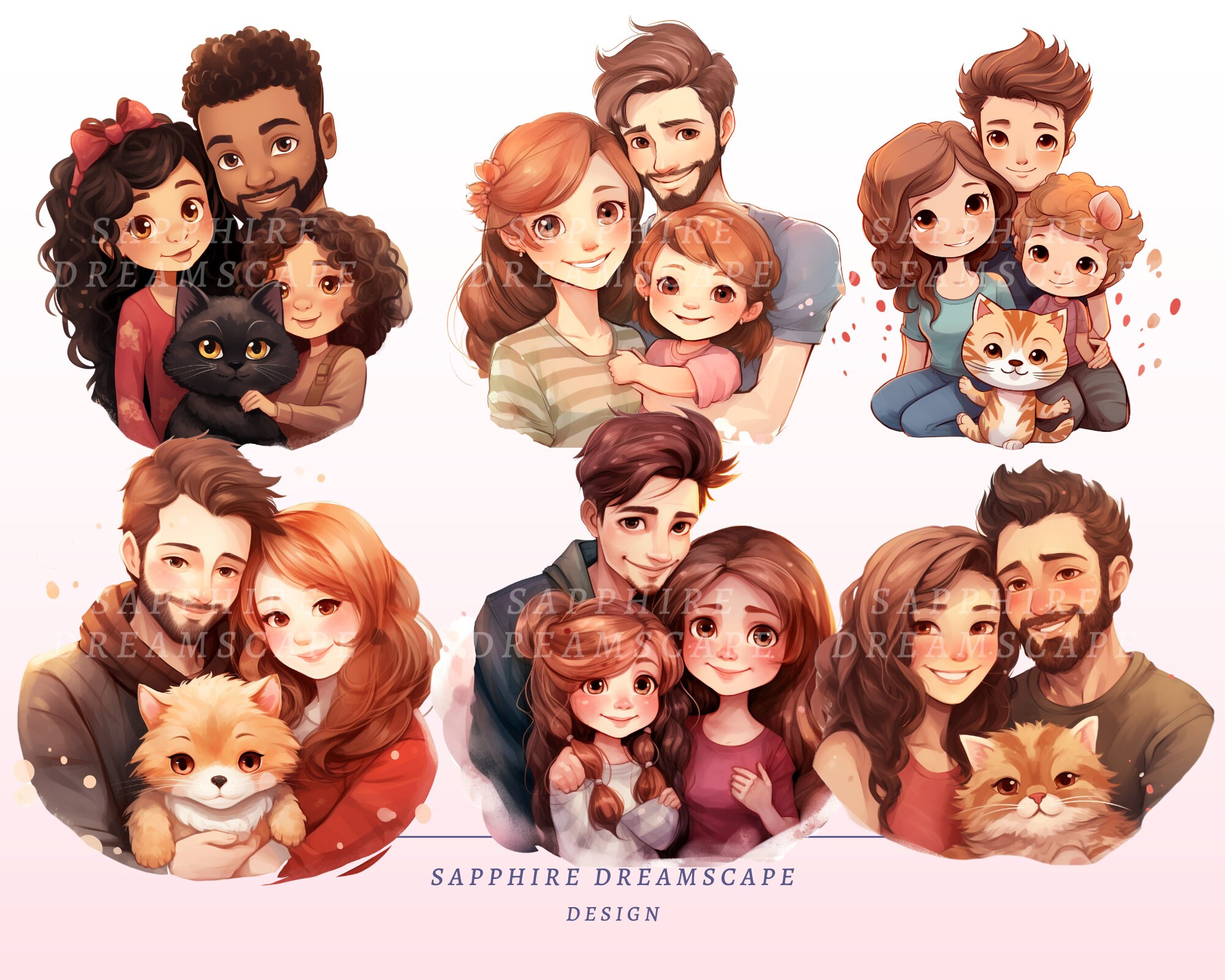 35 Chibi Family Clipart, High Quality Transparent Pngs, Instant ...