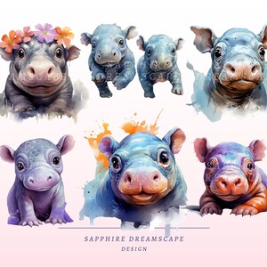 30 Watercolor Baby Hippo Clipart, High Quality Transparent Pngs ...