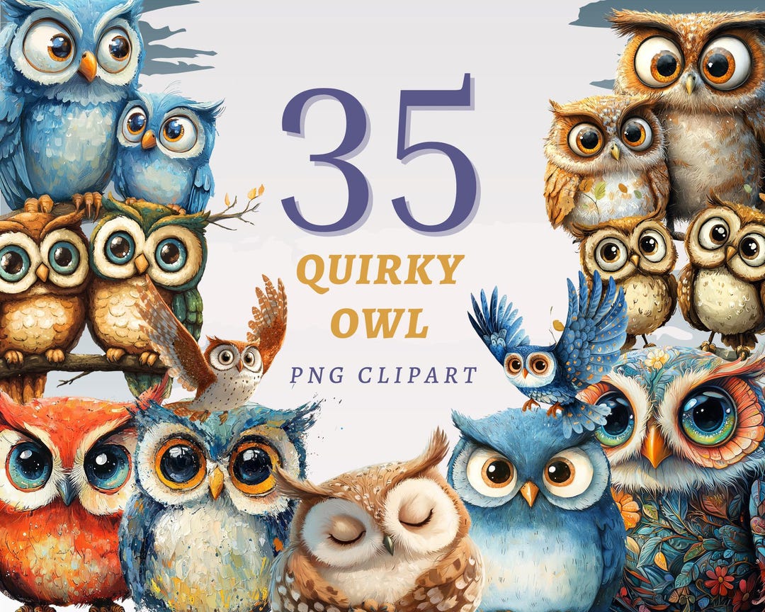 35 Quirky Owl Clipart, High Quality Transparent Pngs, Instant Download ...