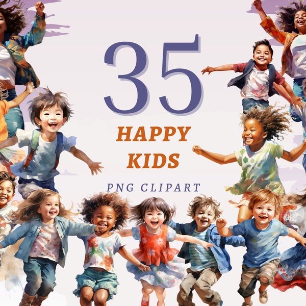 Happy Kids Clipart - Etsy