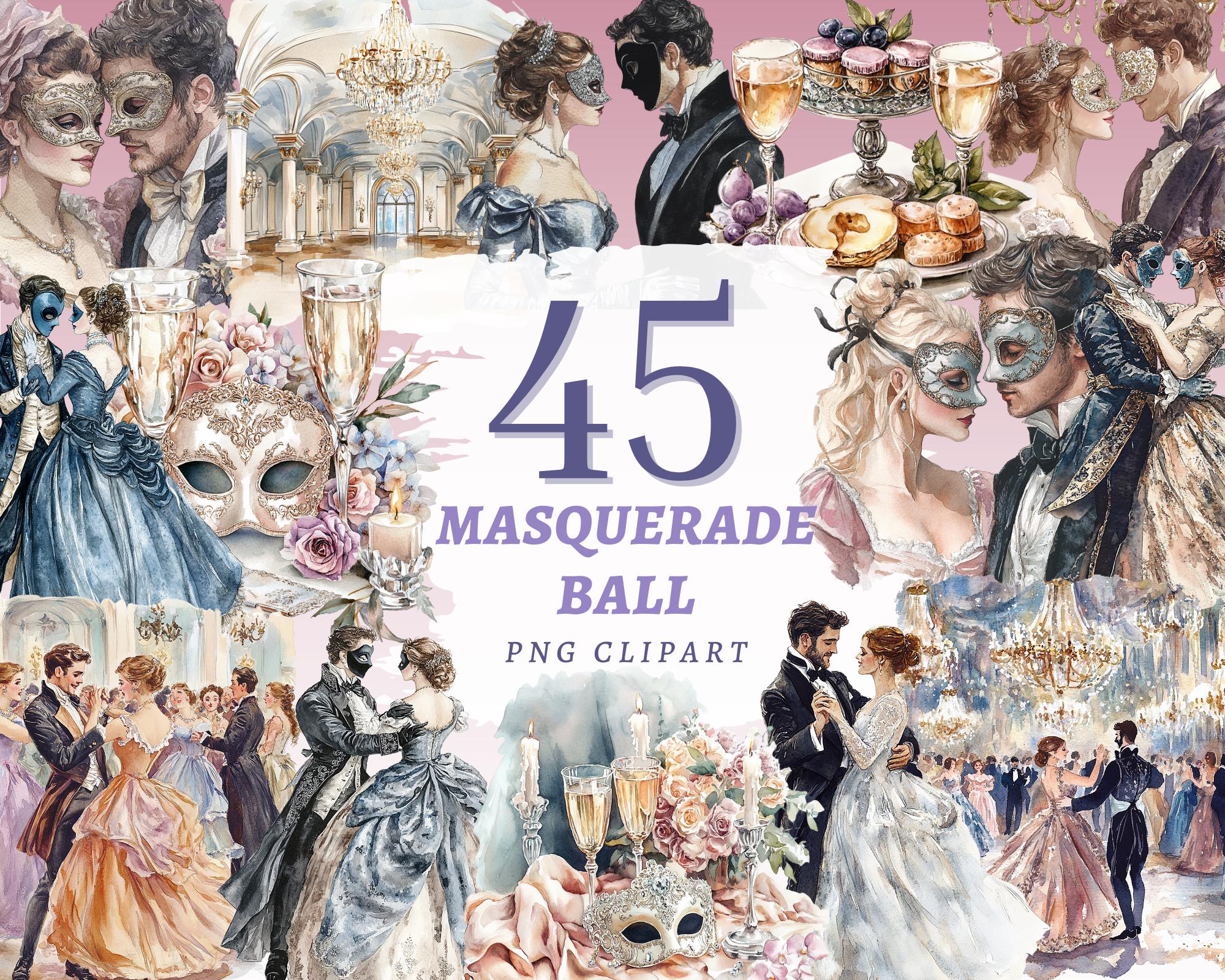 45 Masquerade Ball Clipart Bundle, Regency Era Dance Artwork ...