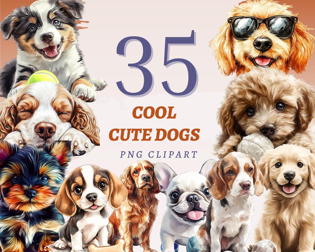 35 Cool Cute Dogs Clipart High Quality Dog Crafty Puppy Digital ...