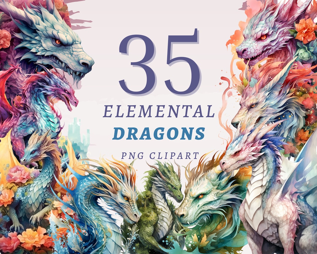 35 Elemental Dragons Clipart, High Quality Transparent Pngs, Instant ...