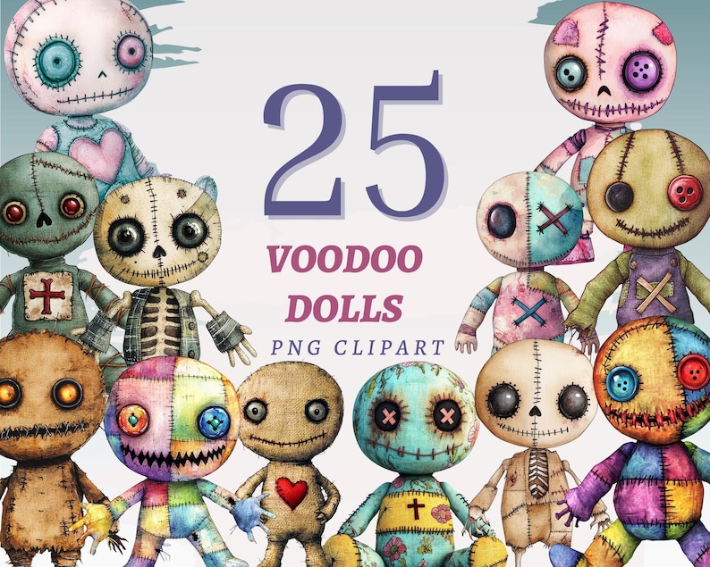 25 Voodoo Doll Clipart Haunted Colorful Doll Illustrations for Junk ...