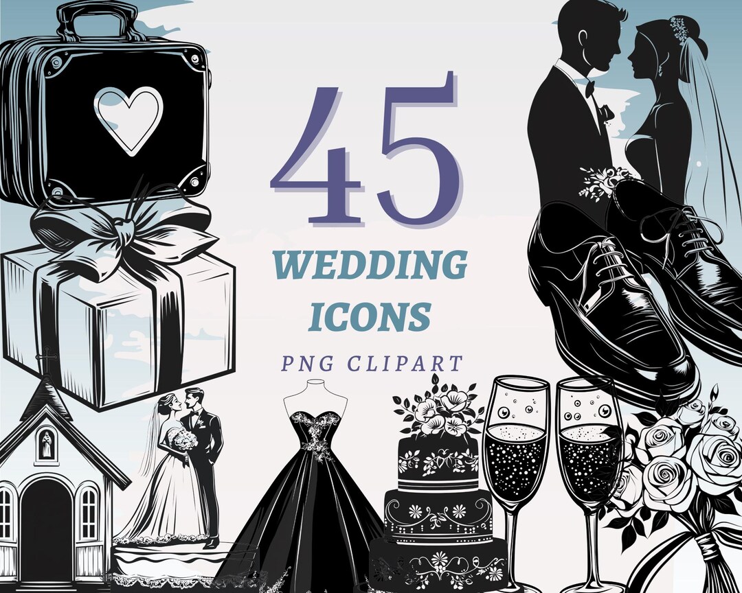 45 Wedding Icons, High Quality Transparent Pngs, Instant Download ...