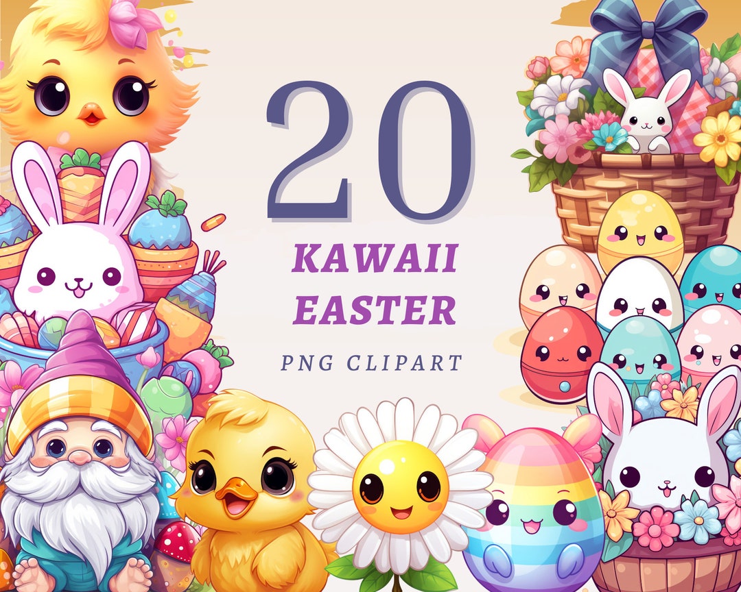 20 Kawaii Easter Clipart, High Quality Transparent Pngs, Instant ...