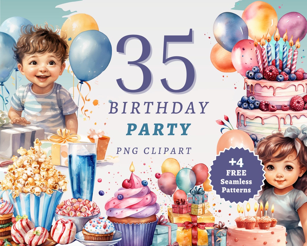35 Birthday Party Clipart, High Quality Transparent Pngs, Instant ...