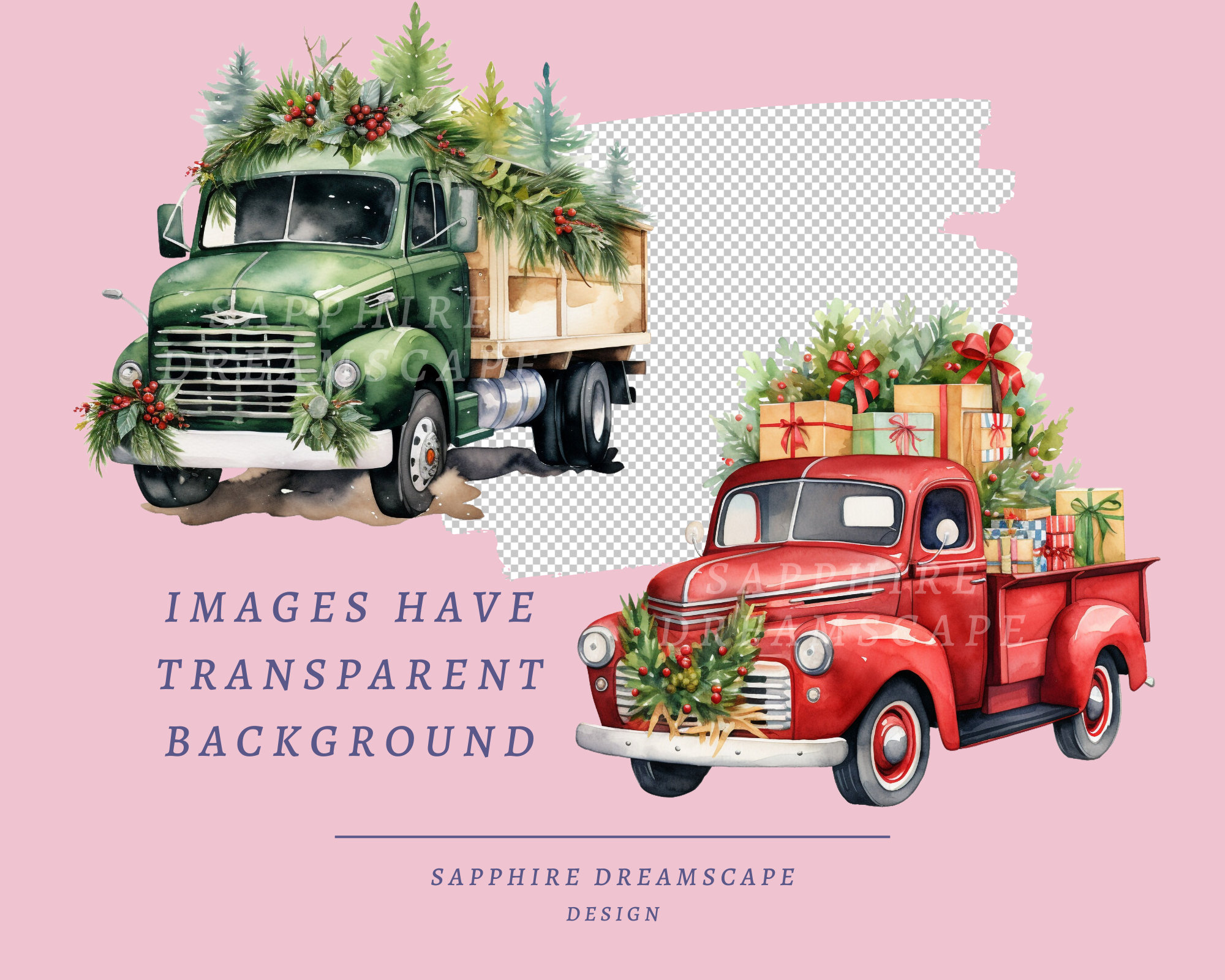 30 Christmas Truck Clipart, High Quality Transparent Pngs, Instant ...
