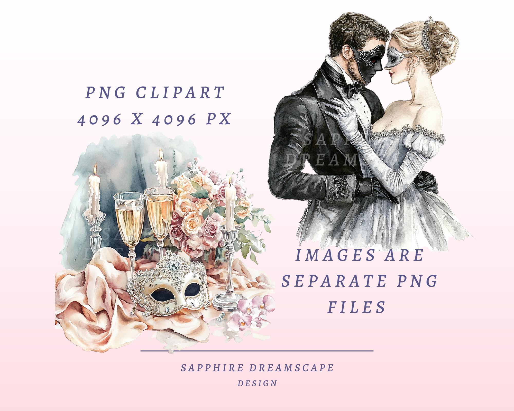 45 Masquerade Ball Clipart Bundle, Regency Era Dance Artwork ...