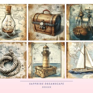Vintage Nautical Digital Paper High Quality Jpgs Instant Download ...
