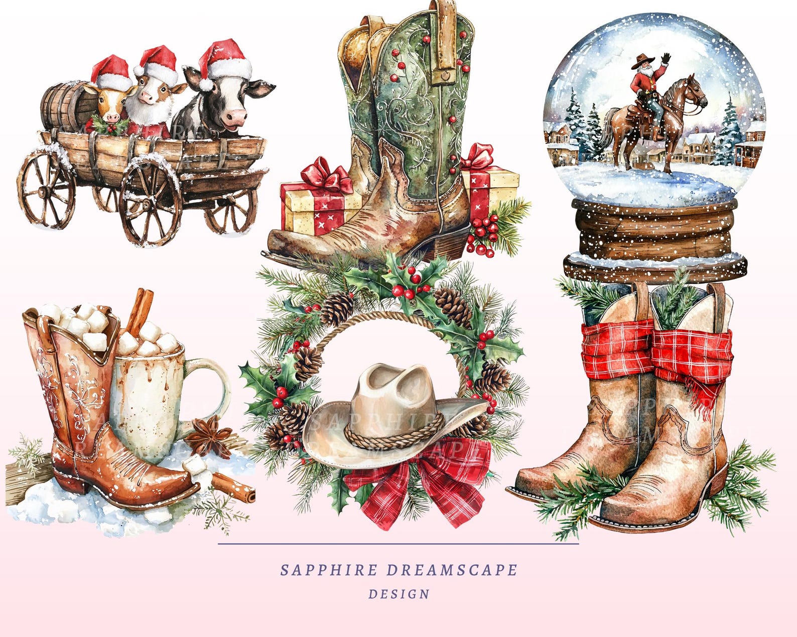 40 Cowboy Christmas Clipart Western Holiday Spirit Cowboy Christmas ...