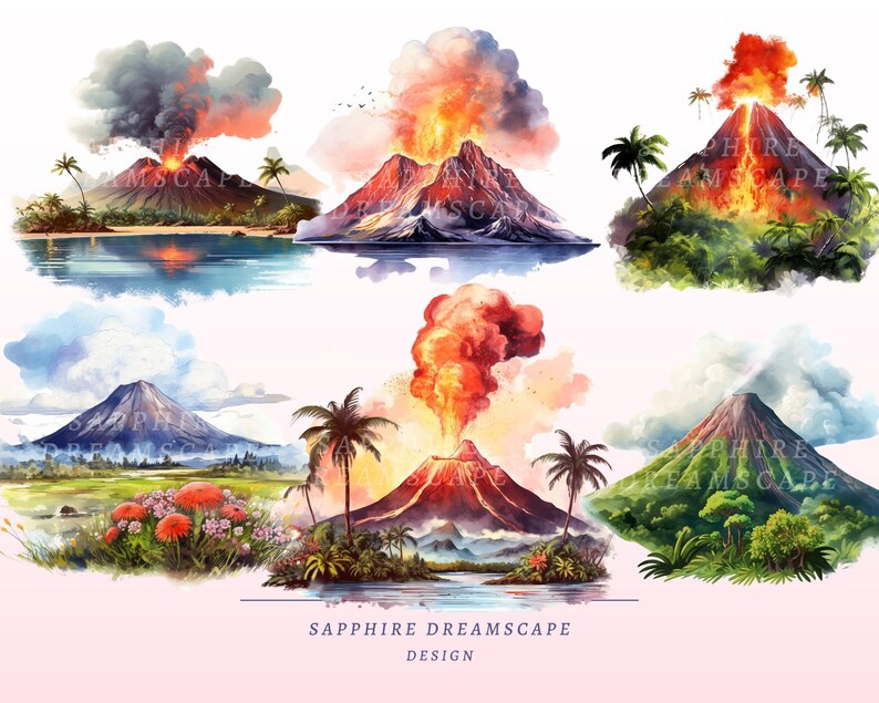 25 Watercolor Volcanoes Clipart, High Quality Transparent Pngs, Instant ...