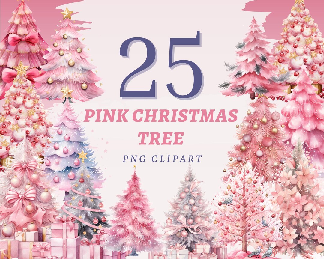 25 Pink Christmas Tree Clipart, High Quality Transparent Pngs, Instant ...