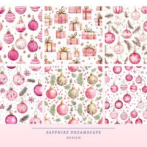 Pink Christmas Digital Paper, Gift Wrap Decoration, High Quality Jpgs ...