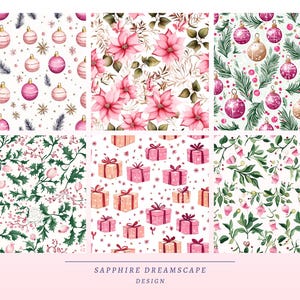Pink Christmas Digital Paper, Gift Wrap Decoration, High Quality Jpgs ...
