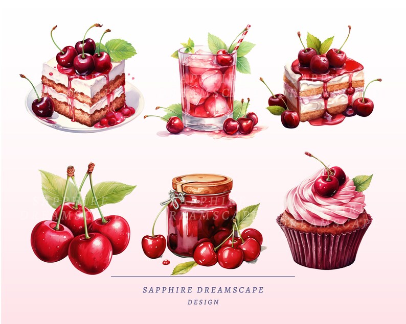 45 Watercolor Cherry Clipart, High Quality Transparent Pngs, Instant ...