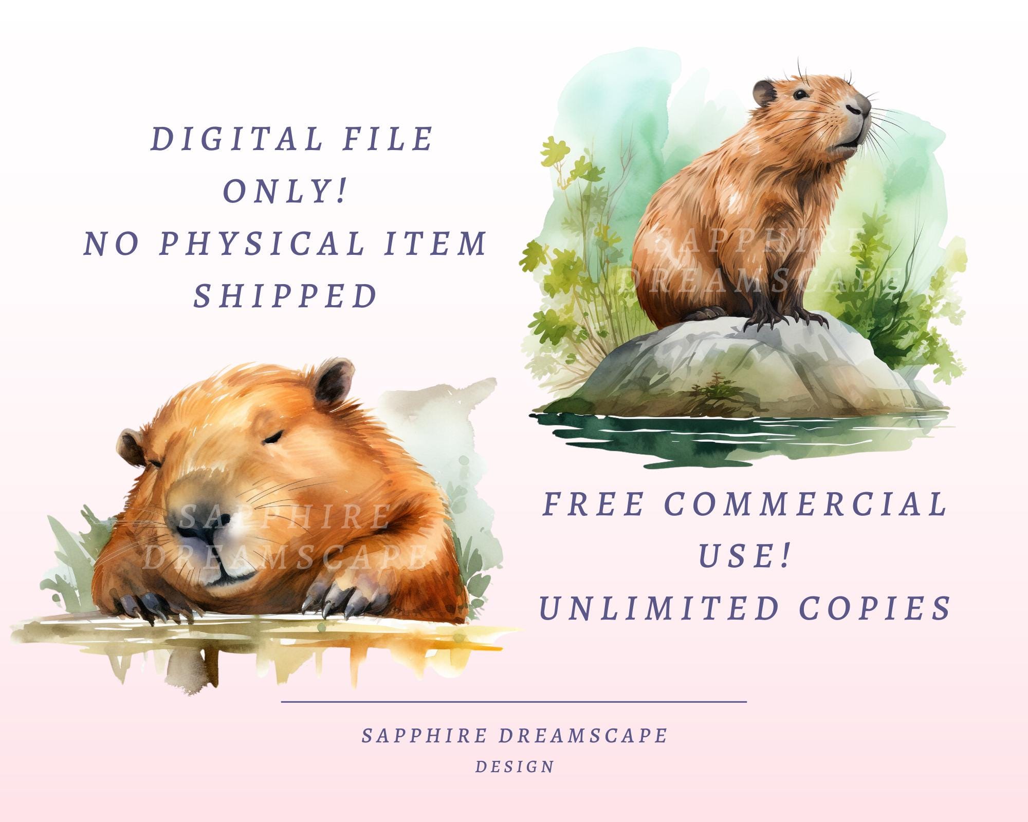 20 Watercolor Capybaras Clipart, High Quality Transparent Pngs, Instant ...