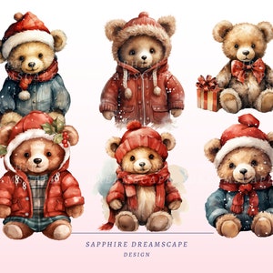 30 Christmas Teddy Bear Clipart, High Quality Transparent Pngs, Instant ...