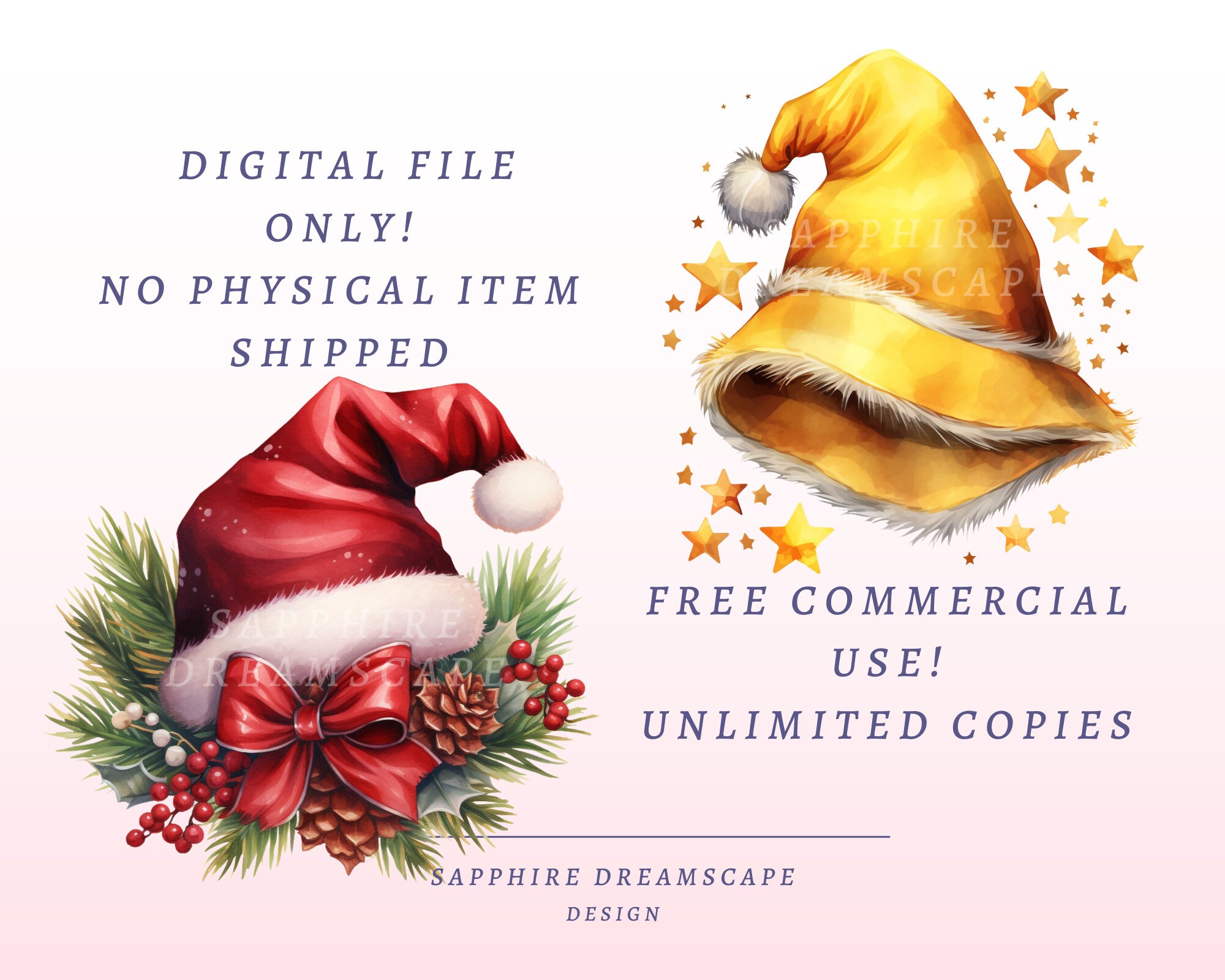 35 Santa Hats Clipart High Quality Transparent Pngs Instant - Etsy