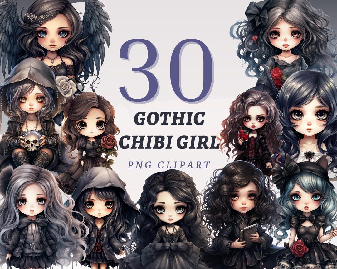 30 Gothic Chibi Girl Clipart, High Quality Transparent Pngs, Instant ...