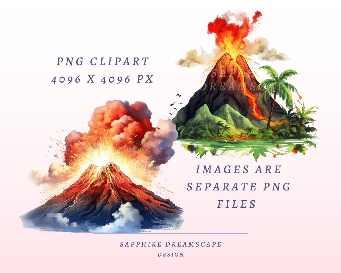 25 Watercolor Volcanoes Clipart, High Quality Transparent Pngs, Instant ...