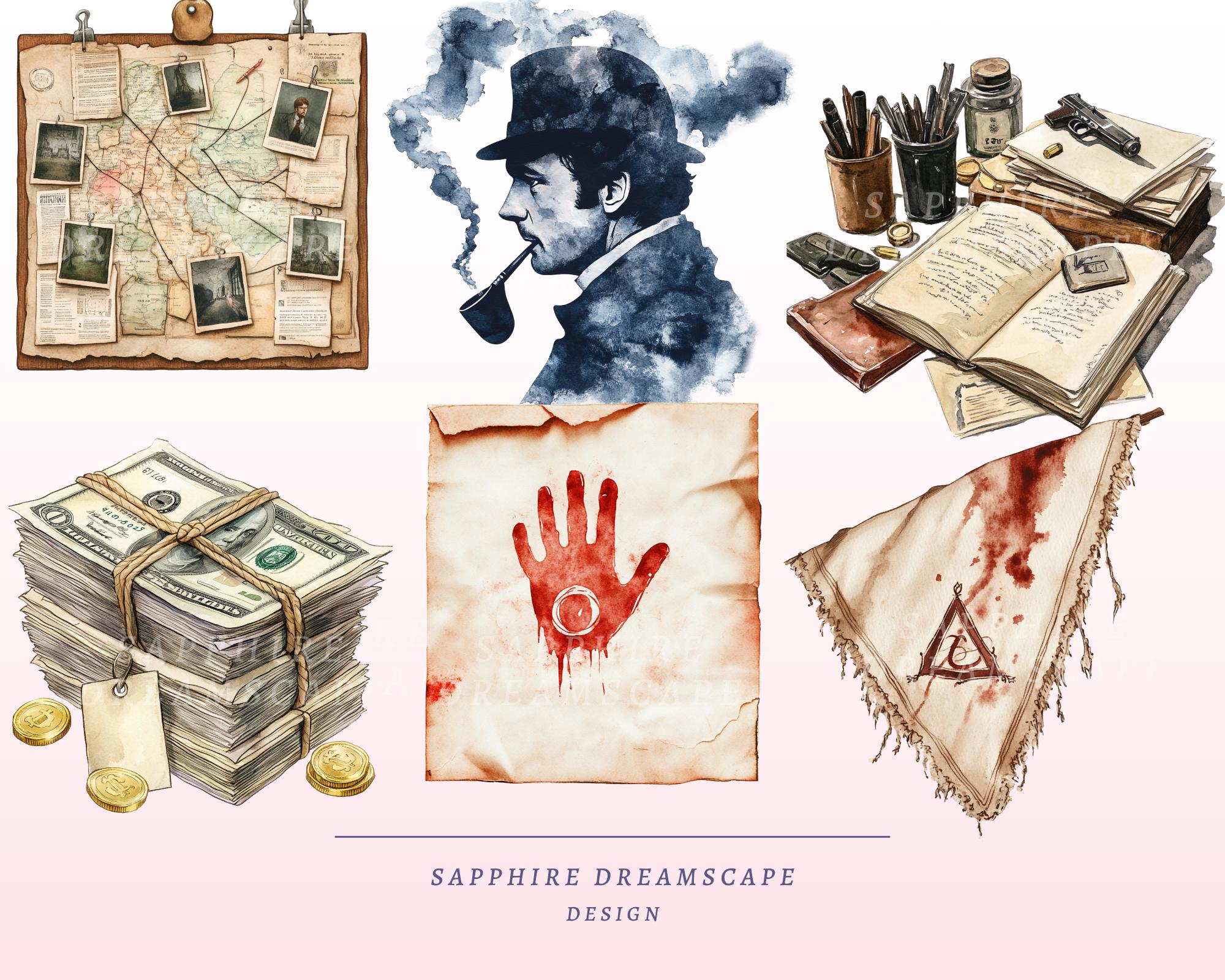 35 Murder Mystery Clipart Mystery Illustration Set Noir Detective ...