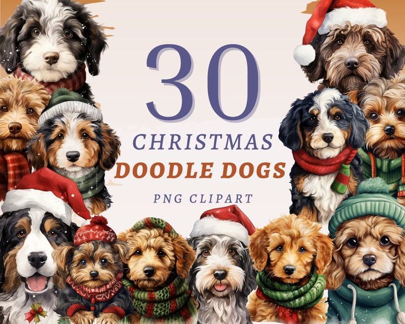 30 Christmas Doodle Dogs Clipart, High Quality Transparent Pngs ...