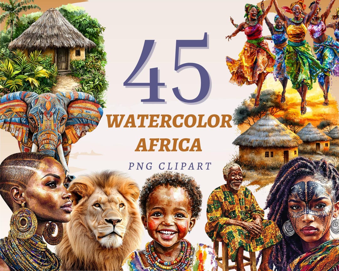 45 Watercolor Africa Clipart, High Quality Transparent Pngs, Instant ...