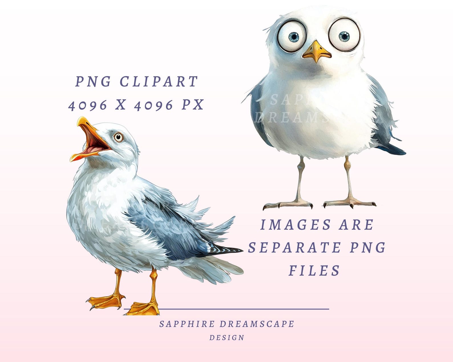 30 Quirky Seagulls Clipart Funny Cartoon Gulls With Crazy Expressions ...