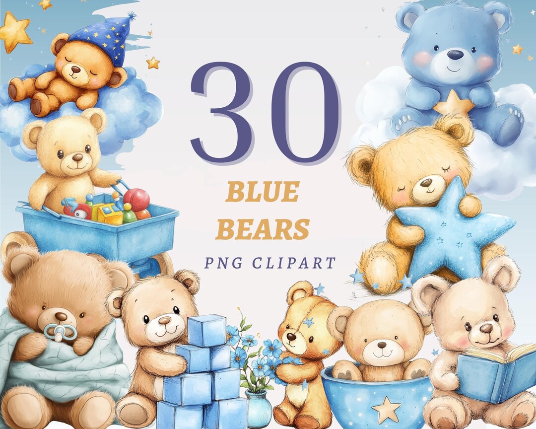 30 Blue Bears Clipart, High Quality Transparent Pngs, Instant Download ...