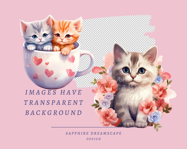 40 Kittens in Love Clipart, High Quality Transparent Pngs, Instant ...